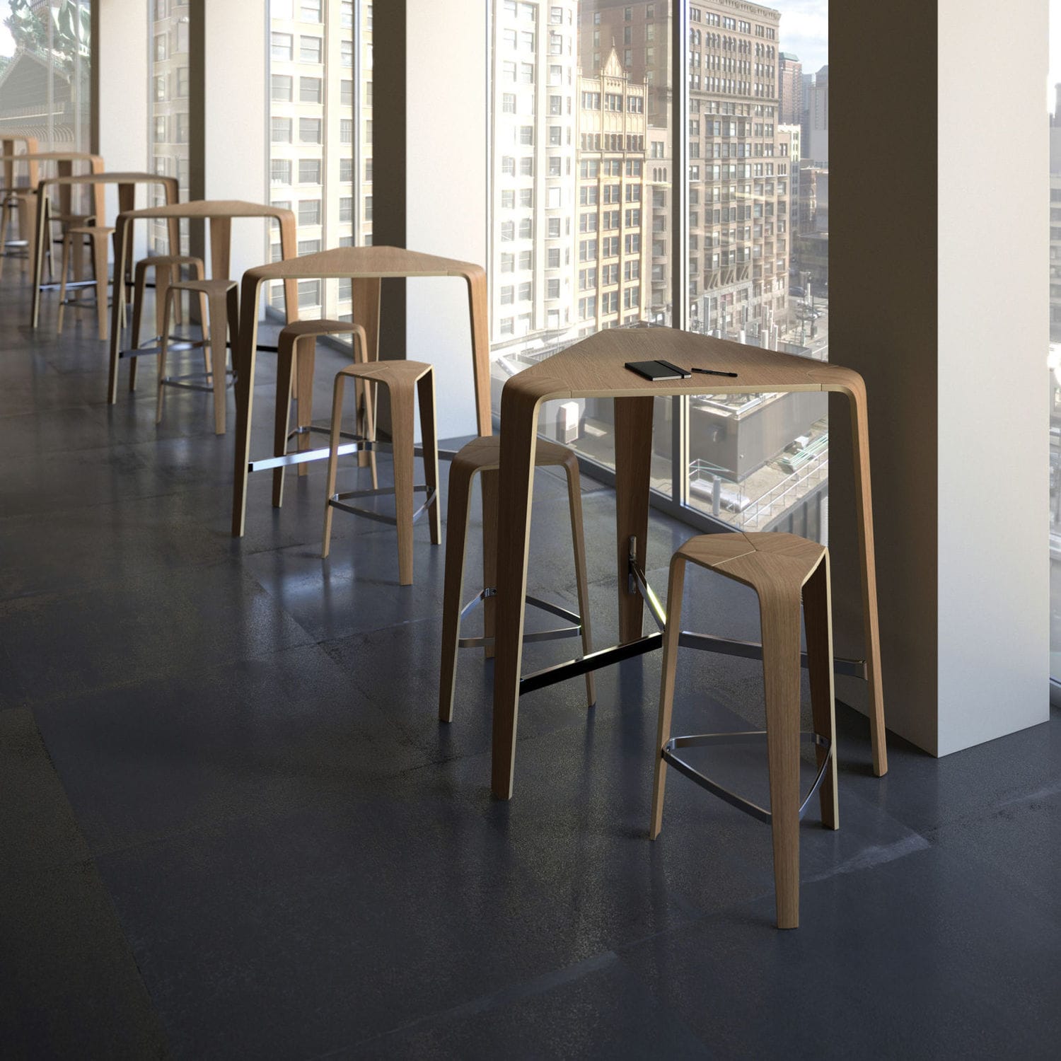 Contemporary bar stool - TRE - DAVIS - molded plywood / commercial