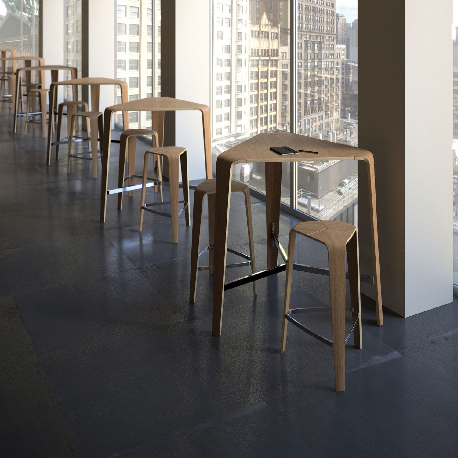 Contemporary high bar table - TRE - DAVIS - wooden / for bar / for ...