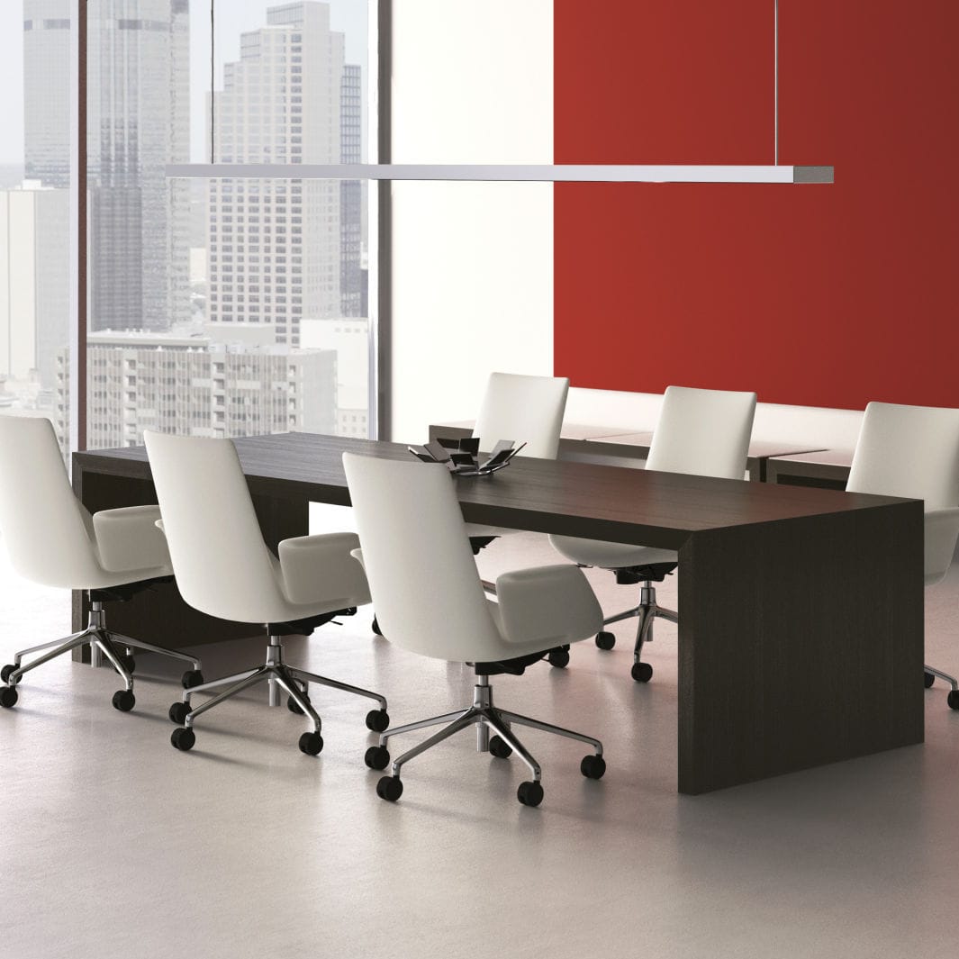 Contemporary conference table - PRAT - DAVIS - wooden / with integrated ...
