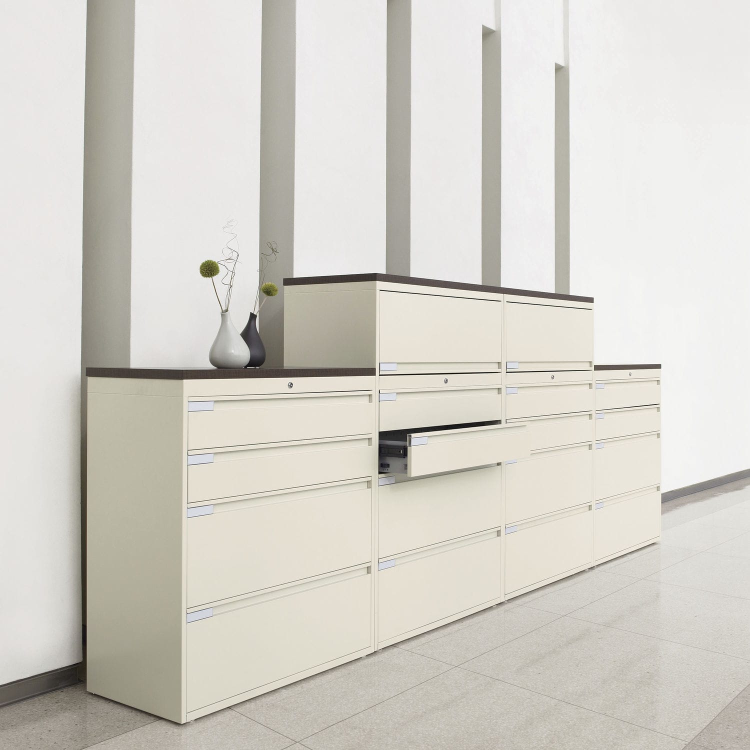 Tall filing cabinet - 1200 SERIES - GLOBAL totaloffice - wooden / with ...