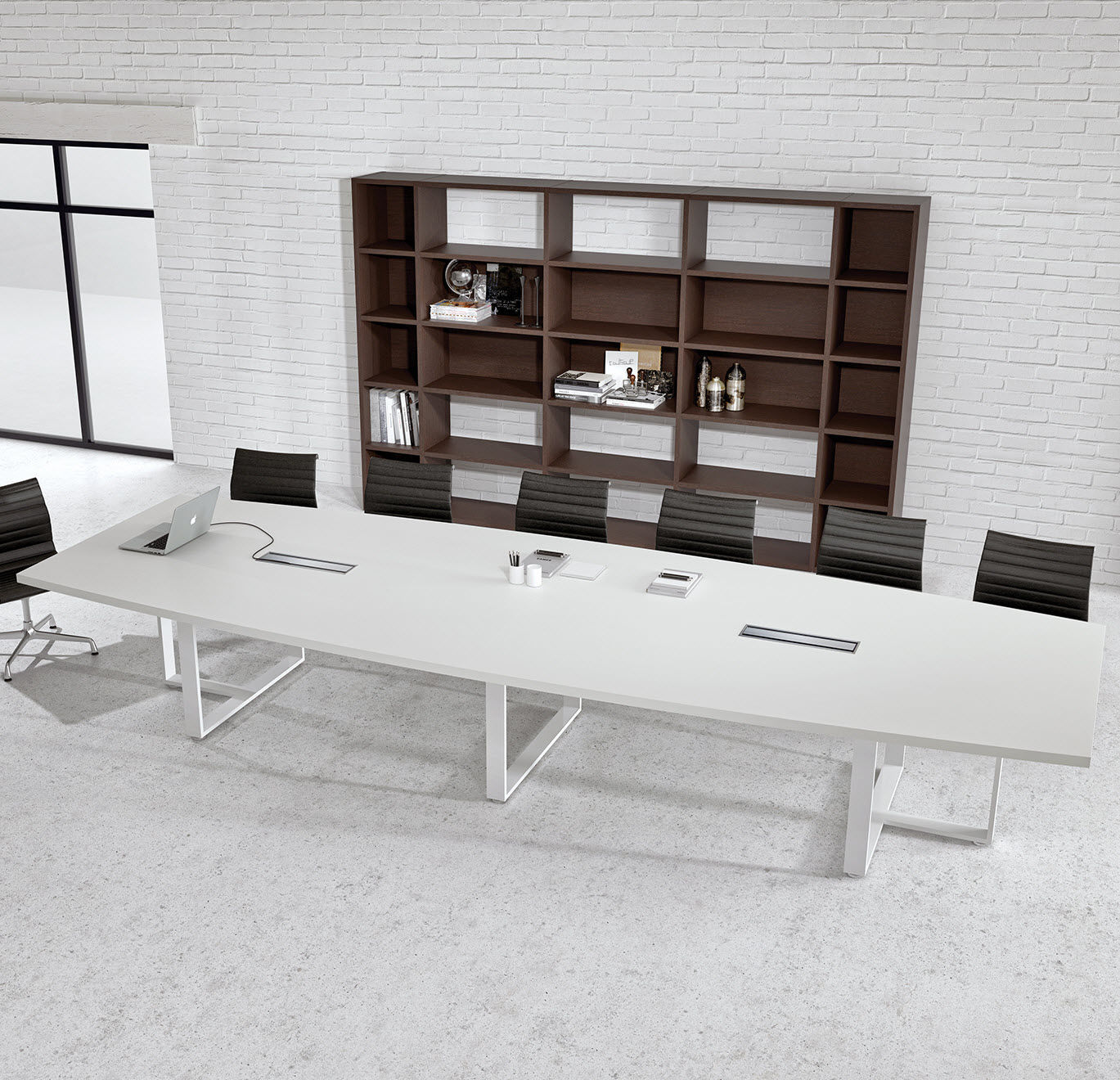 Contemporary conference table - ARCHEMIDE - ALEA - glass / metal / leather