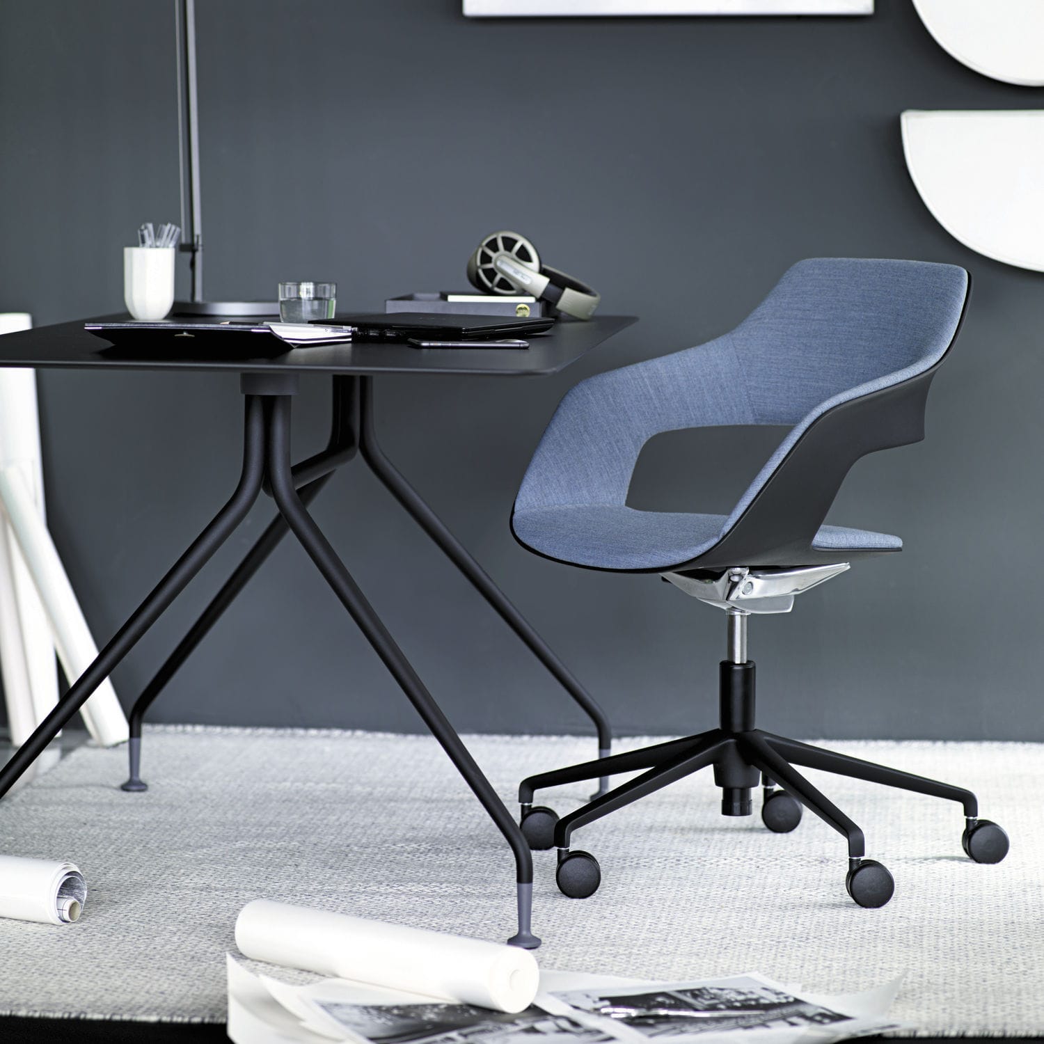 Fabric task chair - 222 OCCO - Wilkhahn - metal / leather / felt