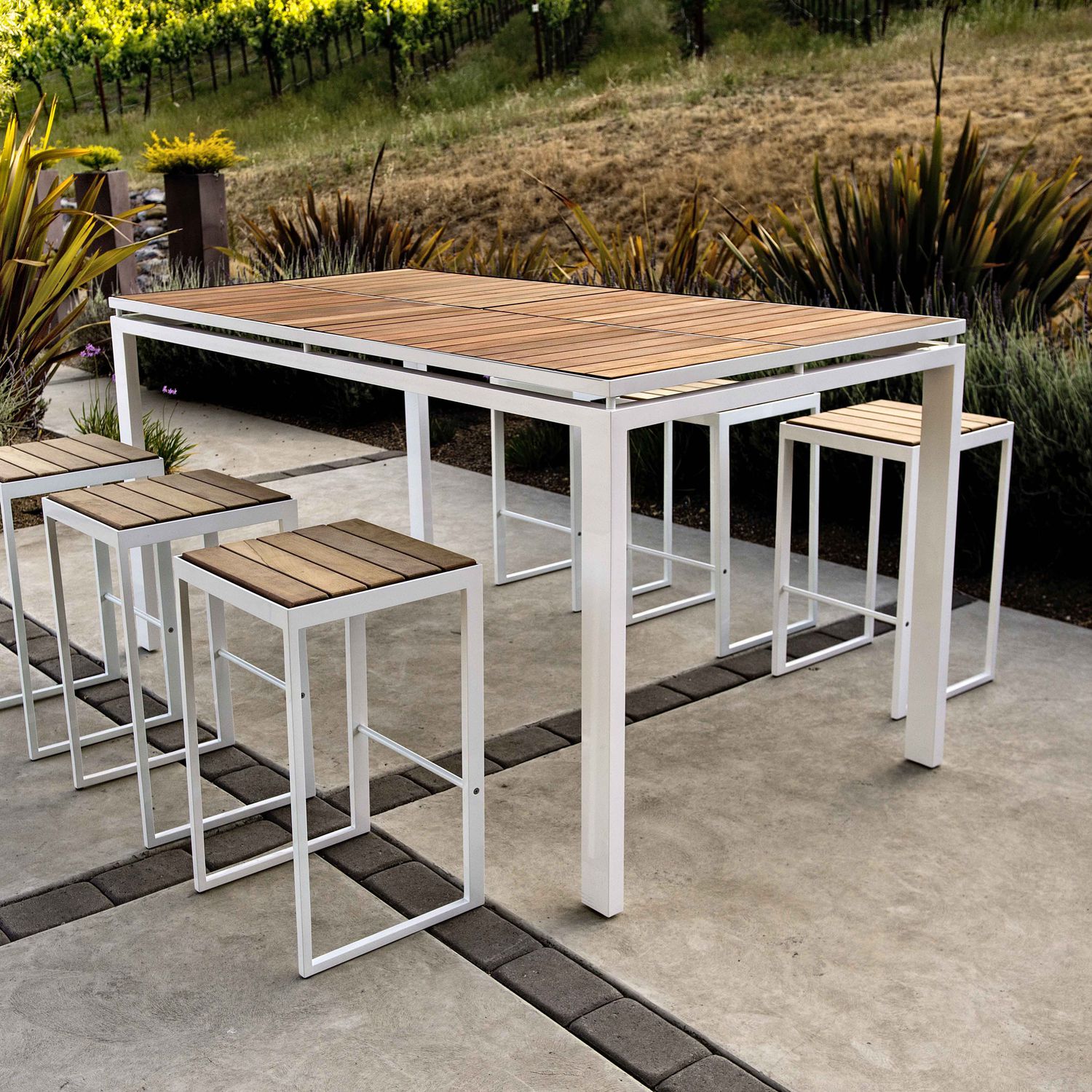Contemporary high bar table - MORRISON - landscapeforms - wooden ...