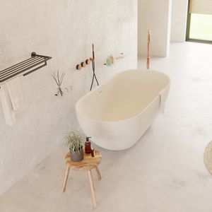 Oval bathtub - Solidnova-CR - IDEAVIT B.V - back to wall / for homes / professional