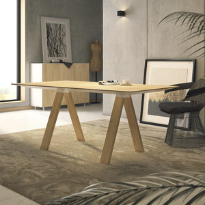 Desk with post - TACK - SOTUBO - contemporary / wooden / straight