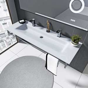 Wall-mounted washbasin - VEZ - Biselarte - glass / with counter / high-gloss