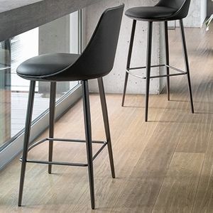 Contemporary bar stool - Tab - BONALDO - leather / plastic / painted ...