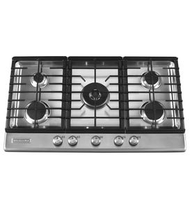 Gas cooktop - KGCU467VSS - KitchenAid - 6 burner / countertop / with knobs