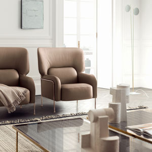 Contemporary armchair - ISOTTA - PIANCA - leather / fabric / ash