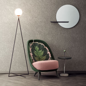 Contemporary armchair - ISOTTA - PIANCA - leather / fabric / ash