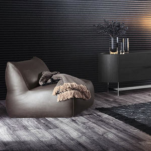 Contemporary armchair - ISOTTA - PIANCA - leather / fabric / ash