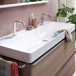 Wall-mounted washbasin - 61025450 - hansgrohe - ceramic / with shelf ...