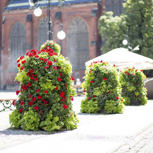 Galvanised steel flower tower planter - H1200 - Terra Group - round ...