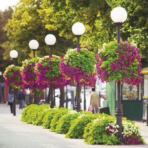 Galvanised steel flower tower planter - H1200 - Terra Group - round ...