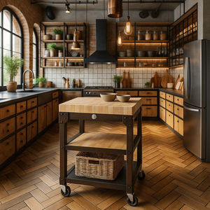 Mobile kitchen unit - BILDO - Chabret - wheeled / Chopping block / for ...