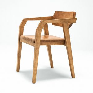 Contemporary chair - COLLER - Moora - indoor / leather / wooden base