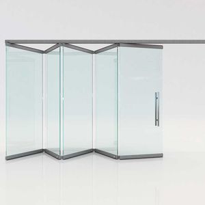 Folding partition - F1 - Salinox - with glass panel / aluminum / commercial