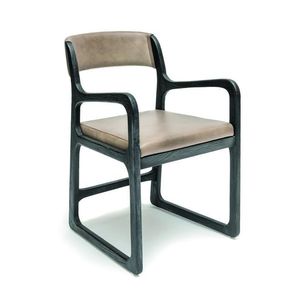 Contemporary upholstered bench - SAMMY - GOMMAIRE - fabric / teak / green