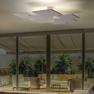 Contemporary ceiling light - RAYS - cattaneo - curved / ring-shaped / iron