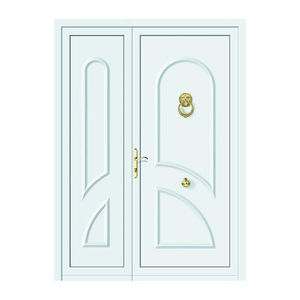 Entry door - ORO : APOLO - ALUPORTA - aluminum / swing / semi-glazed
