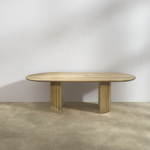 Contemporary dining table - Lou Slab - LITOOC - walnut / wooden base ...
