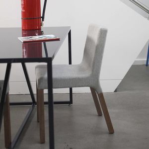 Contemporary chair - REAL GOOD - BLU DOT - leather / copper / powder ...