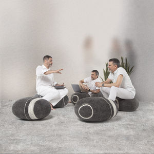 Contemporary pouf - WELLNESS KIT - Katsu Stones - wool / round / handmade