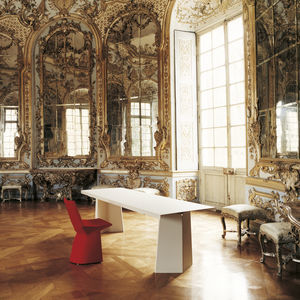 Contemporary dining table - DOUBLE X - CLASSICON - lacquered MDF / crystal / chrome steel base