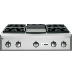 Gas cooktop - ZGU484NGPSS - Monogram - commercial / 6 burner / built-in