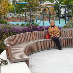Contemporary public bench - LEAN LINEAR TOP - Streetlife - hardwood ...