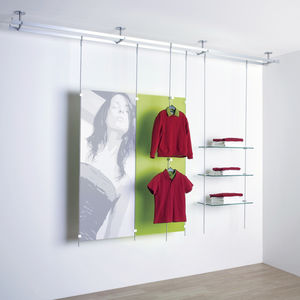 Wall-mounted shelving system - Shopkit - with rods / contemporary / metal