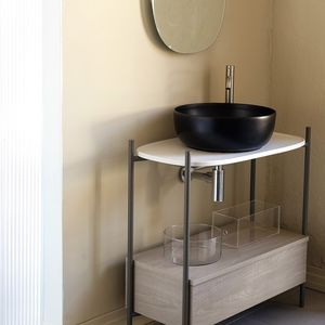 Console washbasin - LAILA - Scarabeo Ceramiche - ceramic / with shelf ...
