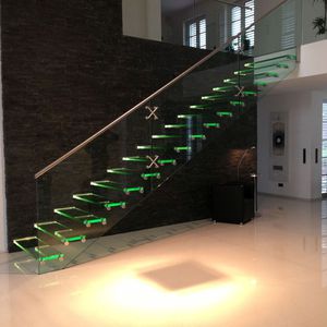 Half-turn staircase - LONDRA 1 - floating all glass design stair ...
