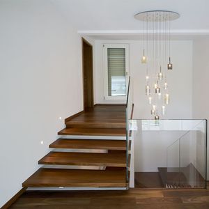 Straight staircase - MISTRAL SPIDER - Siller Stairs - oak step / glass ...
