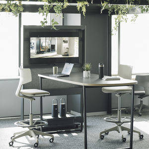 Contemporary stool - REPIROUE - Okamura - fabric / plastic base ...