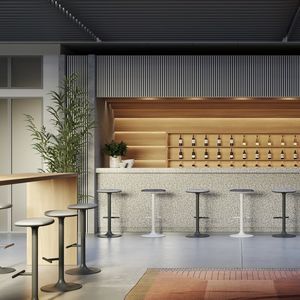 Contemporary office stool - ROUTES - Teknion - plastic / on casters ...