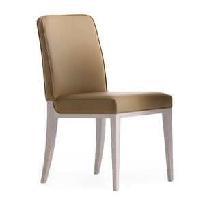 Contemporary chair - LOGICA 00931 - Montbel - fabric / leather / solid wood