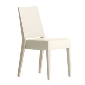 Contemporary chair - LOGICA 00931 - Montbel - fabric / leather / solid wood