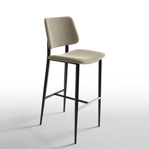 Contemporary bar stool - Lea SG TS - Midj - leather / fabric / metal base