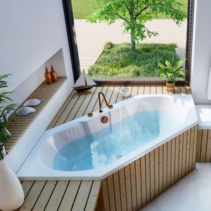 Whirlpool bathtub - Erié - Condor - corner / for homes / acrylic resin