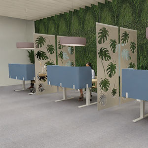 Desk mounted office divider - BUZZIDESK SPLIT - BuzziSpace - fabric / blue