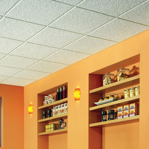 Mineral fiber suspended ceiling - PLATEAU™ - USG - fiberglass / tile ...