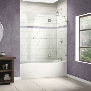 Swing bath screen - AQUA EXTENDER - DreamLine - fixed / tempered glass ...