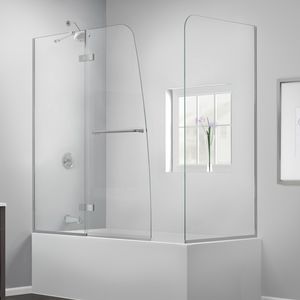 Swing bath screen - AQUA EXTENDER - DreamLine - fixed / tempered glass ...
