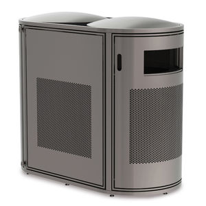 Public trash can - S-42 - Victor Stanley - steel / with built-in ...