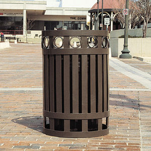 Public trash can - S-42 - Victor Stanley - steel / with built-in ...