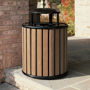 Public trash can - RB-36 - Victor Stanley - steel / with built-in ...