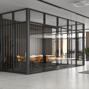 Removable partition - SMARTIA P100 Slim - ALUMIL - with glass panel ...