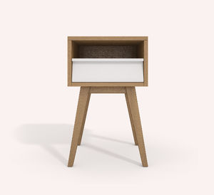 Contemporary bedside table - DALIDA III - COCO-MAT - oak / rectangular / with drawer