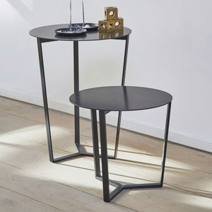 Contemporary side table - CUT - more - solid wood / solid wood base / round